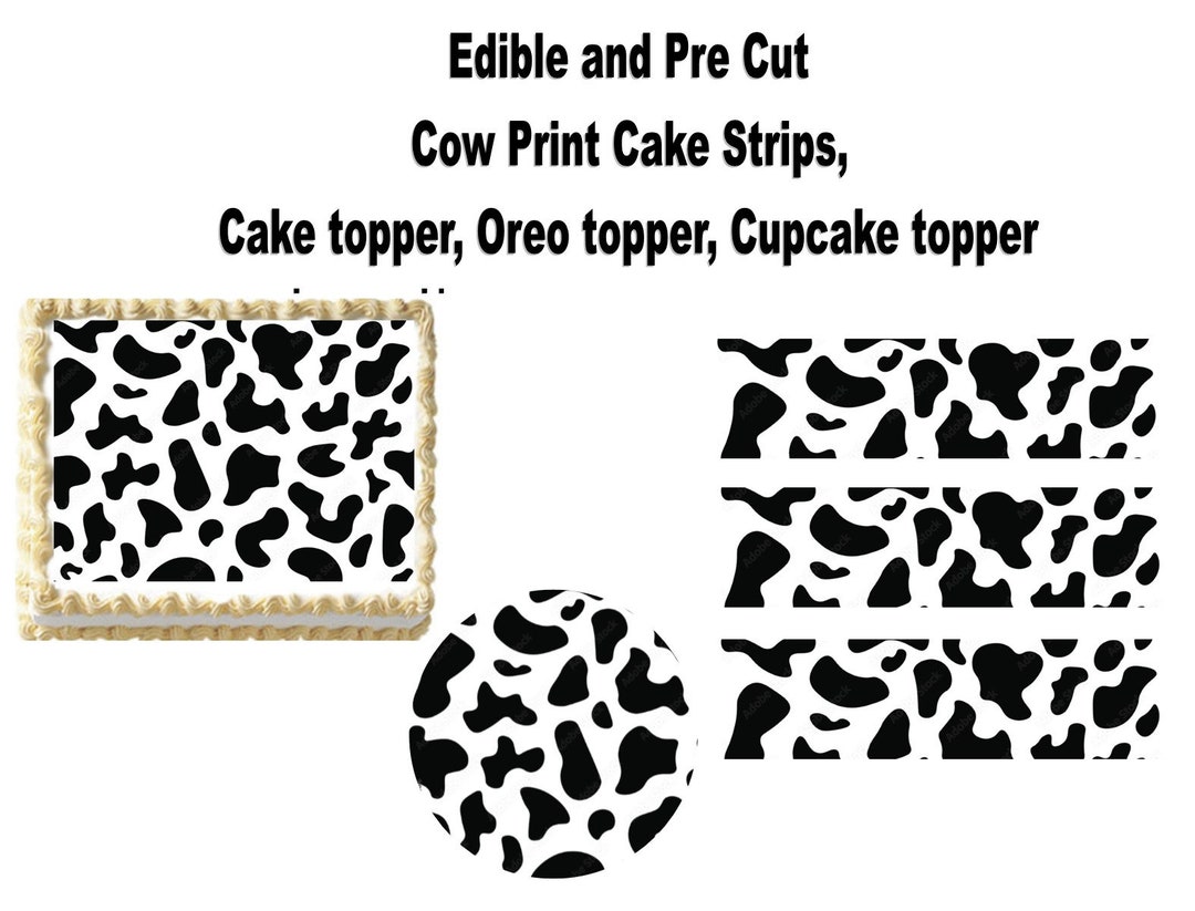 Edible Cow Print Pre Cut Cake, Cookie, Cupcake Toppers, Cake Side ...