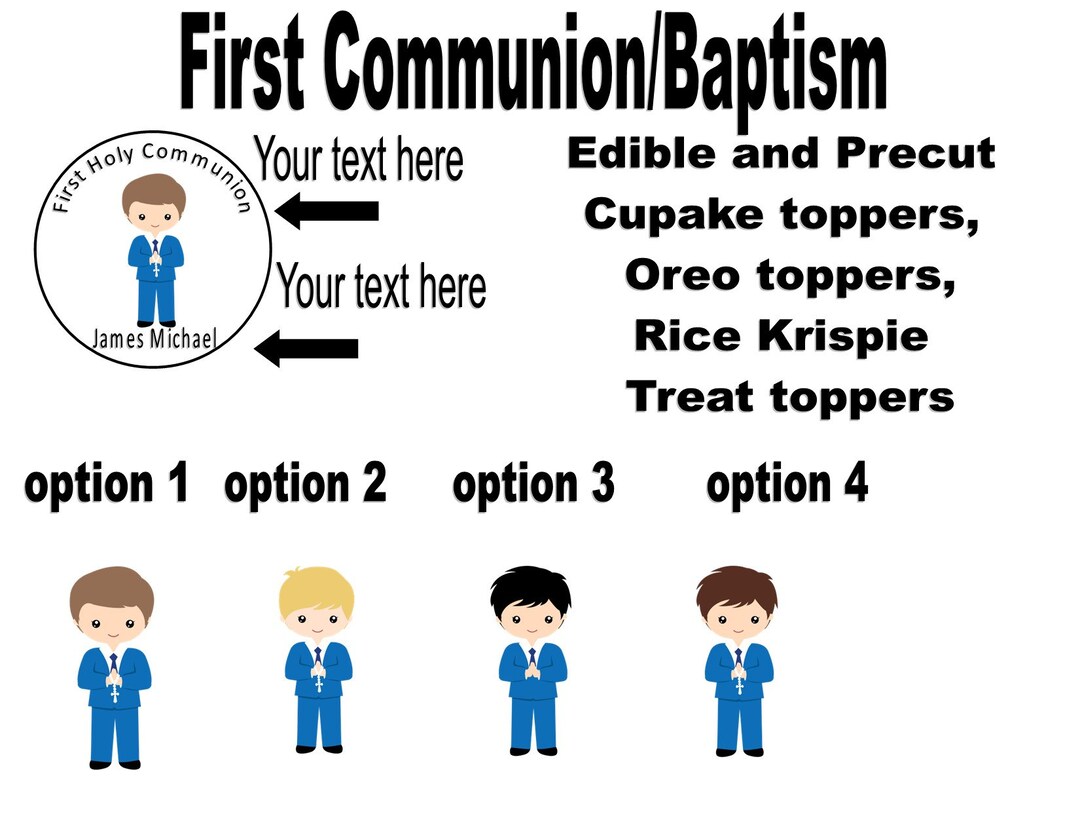 Edible First Communion Boy Cupcake Toppers, Cookie Toppers, Rice Krispy ...