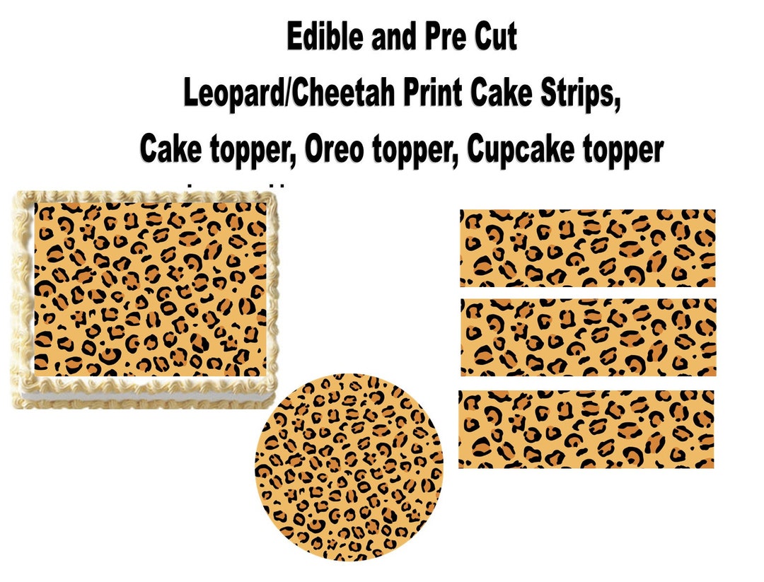Edible Leopard Cheetah Print Pre Cut Cake, Cookie Cupcake Toppers, Cake ...