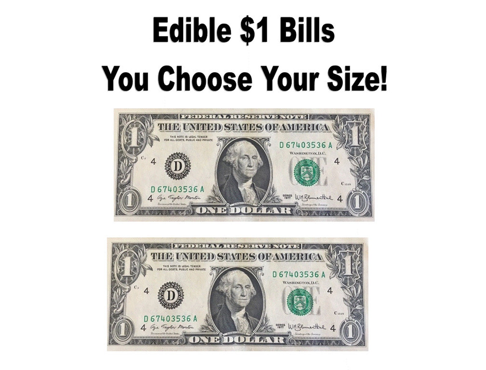 Edible Pre Cut ONE Dollar Bills - Etsy
