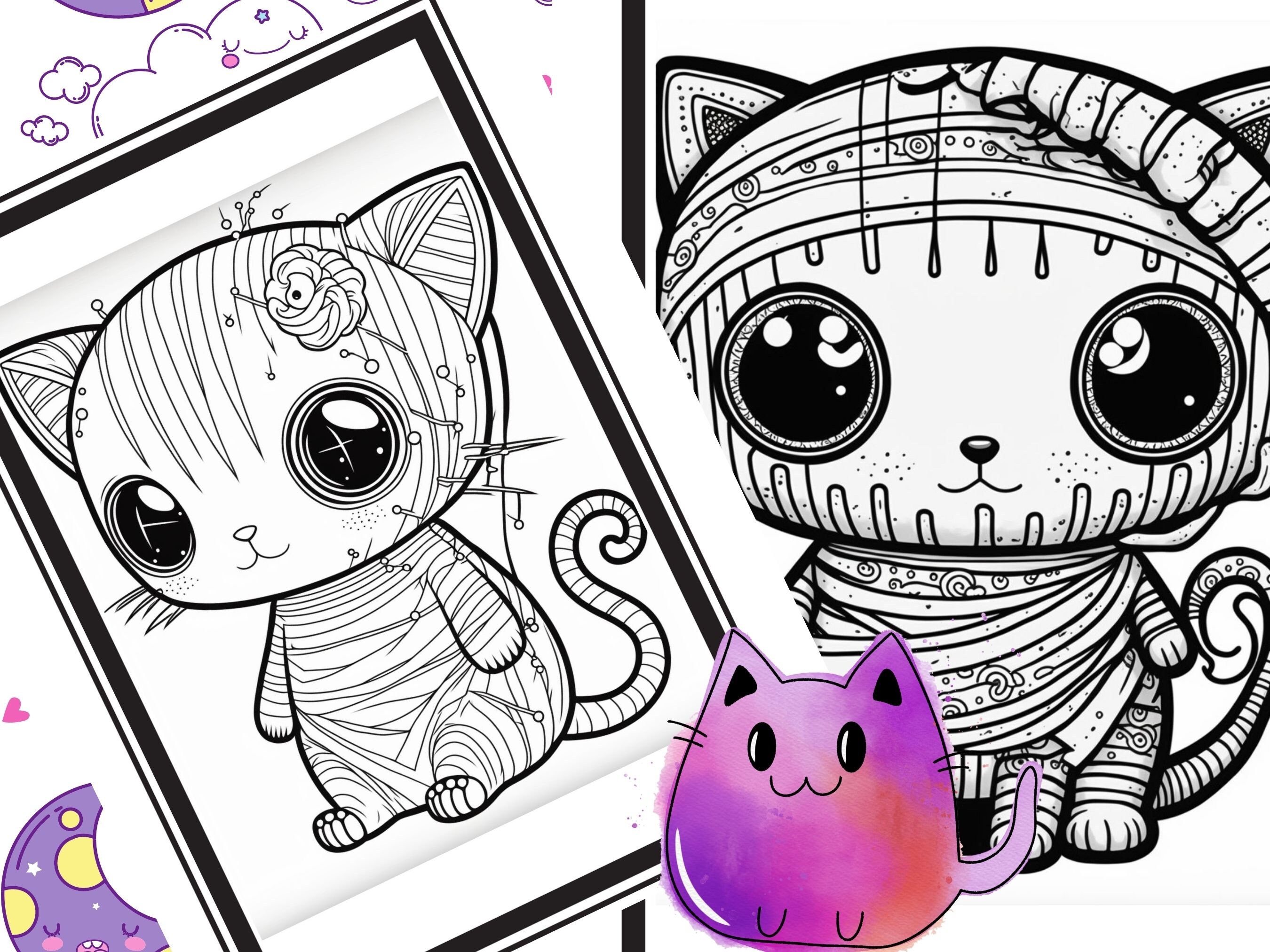 10 Kawaii Chibi Cute Coloring Book Pages/ Anomal Colouring Sheets ...