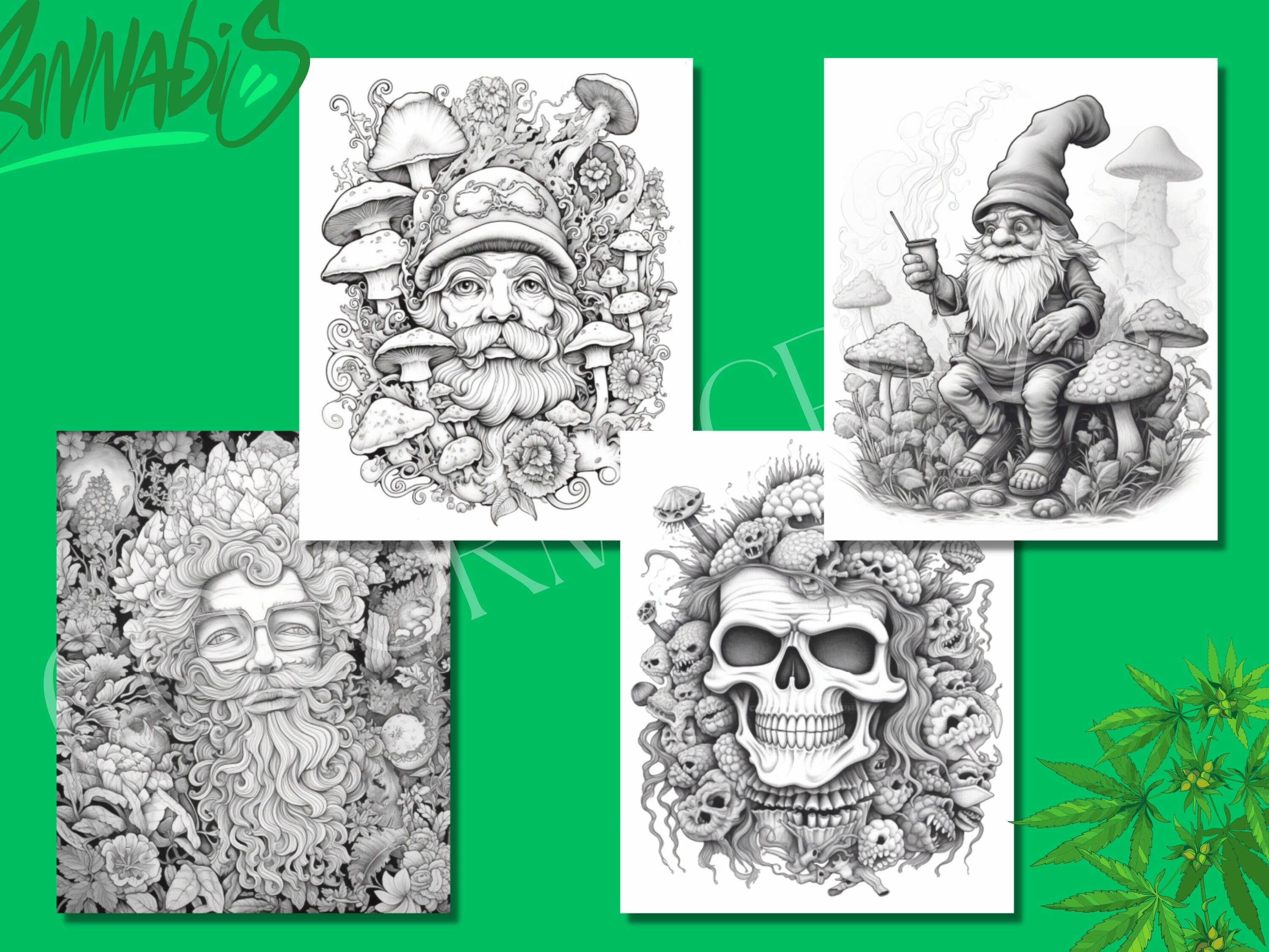 77 Cannabis Stoner Coloring Book Pages/weed Gift/marijuana Colouring ...
