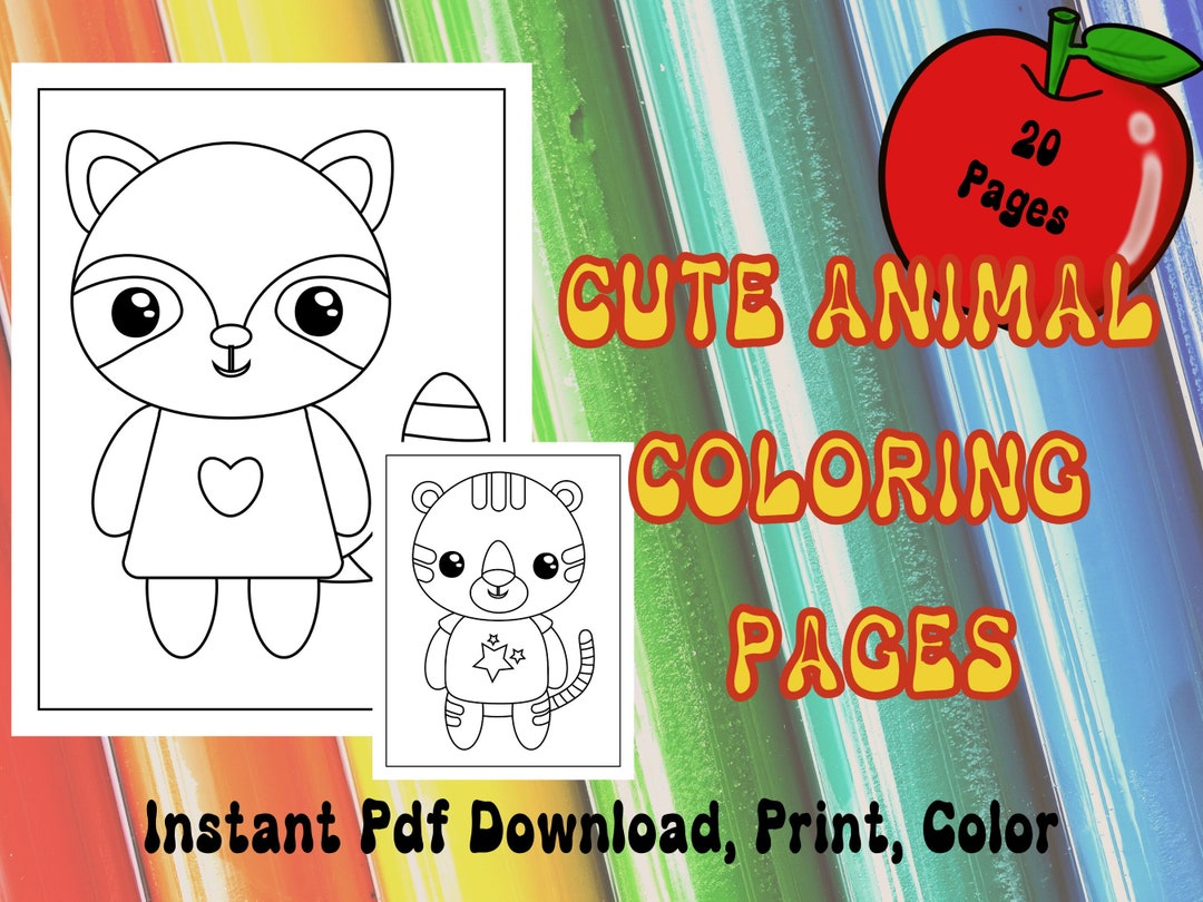 20 Cute Animal Large Bold Printable Pdf Coloring Book Pages/printable ...