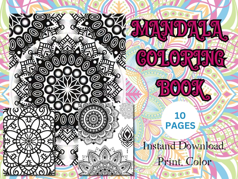 10 Mandala Printable Pdf Coloring Book Pages/printable Coloring Book ...