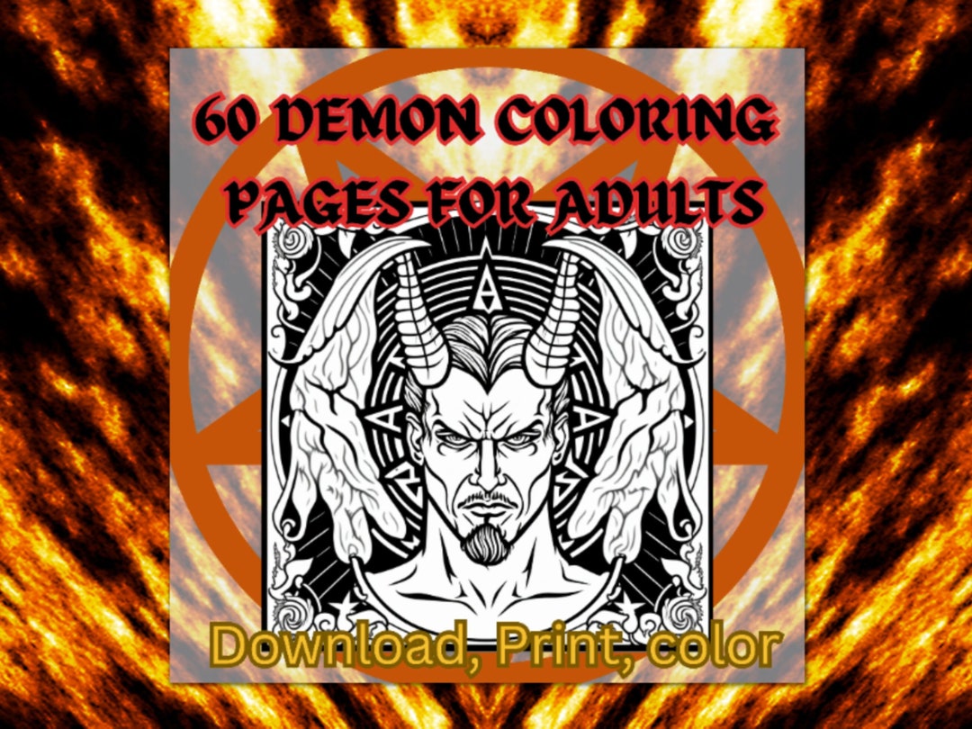 60 Page Demon Devil Printable Pdf Coloring Pages for Adults/gothic ...