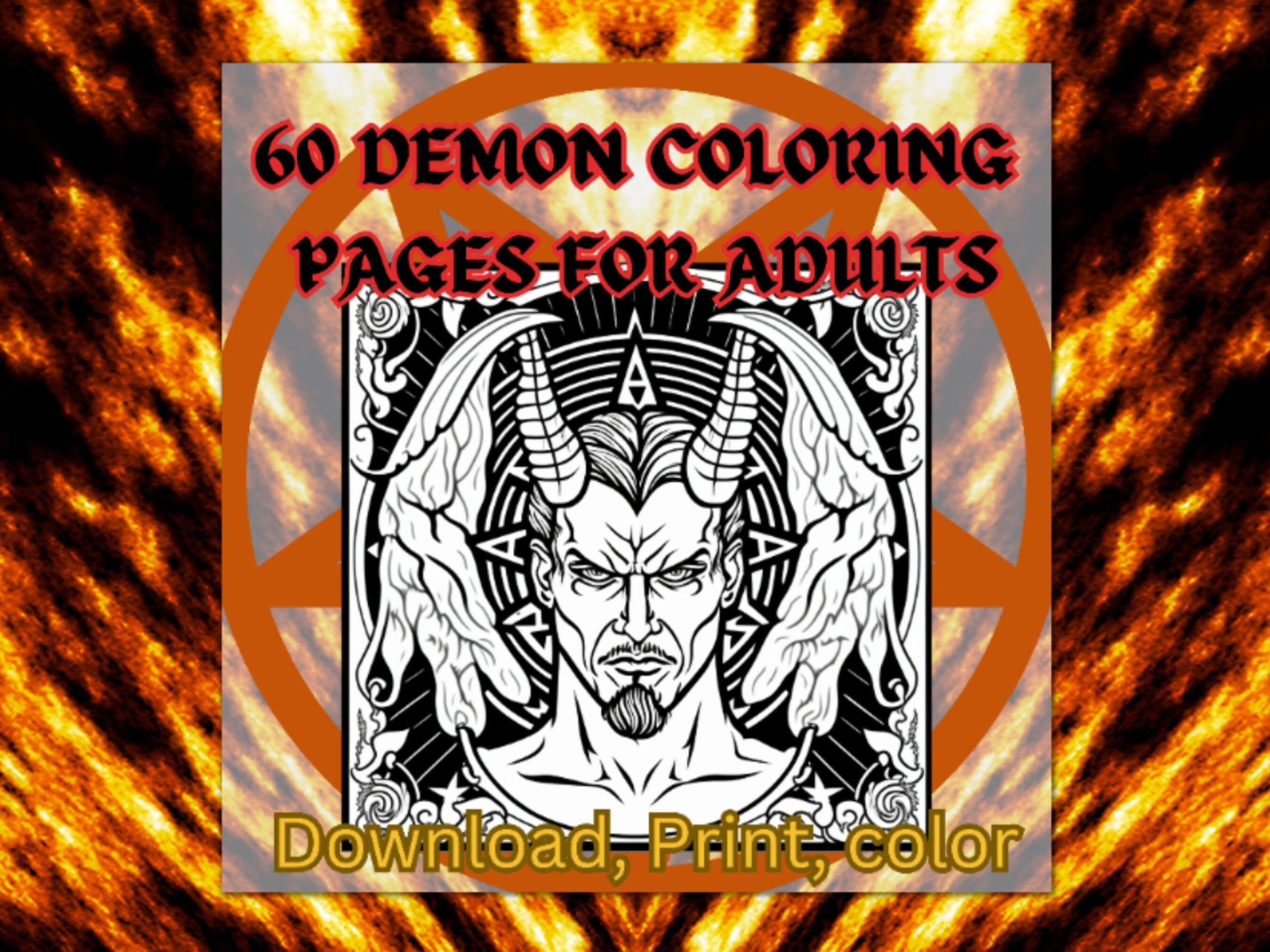 60 Page Demon Devil Printable Pdf Coloring Pages for - Etsy