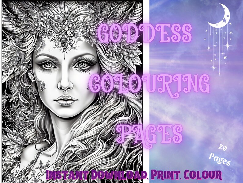 20 Mythical Goddess Pdf Download & Printable Coloring Book Pages for ...