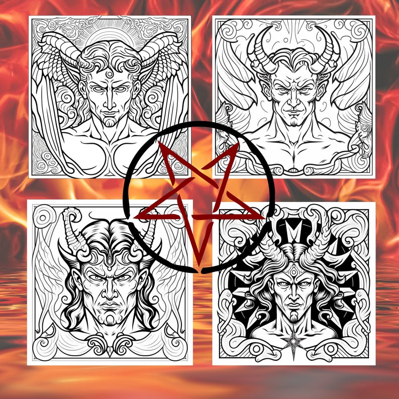 55 Page Demon Devil Printable Pdf Coloring Pages for Adults/gothic ...