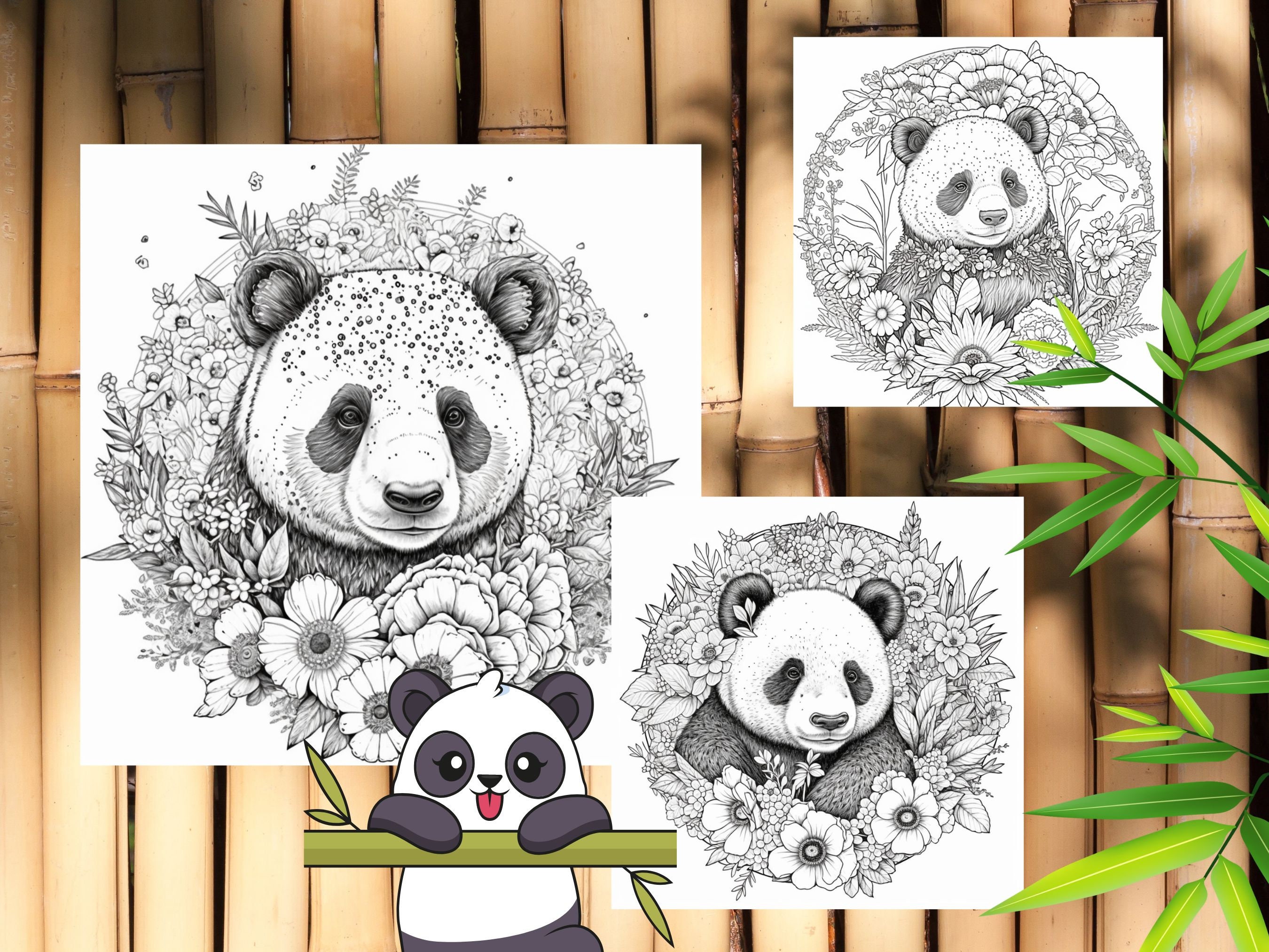 60 Cute Panda Bear Printable Pdf Coloring Pages for Adults /cute Animal ...