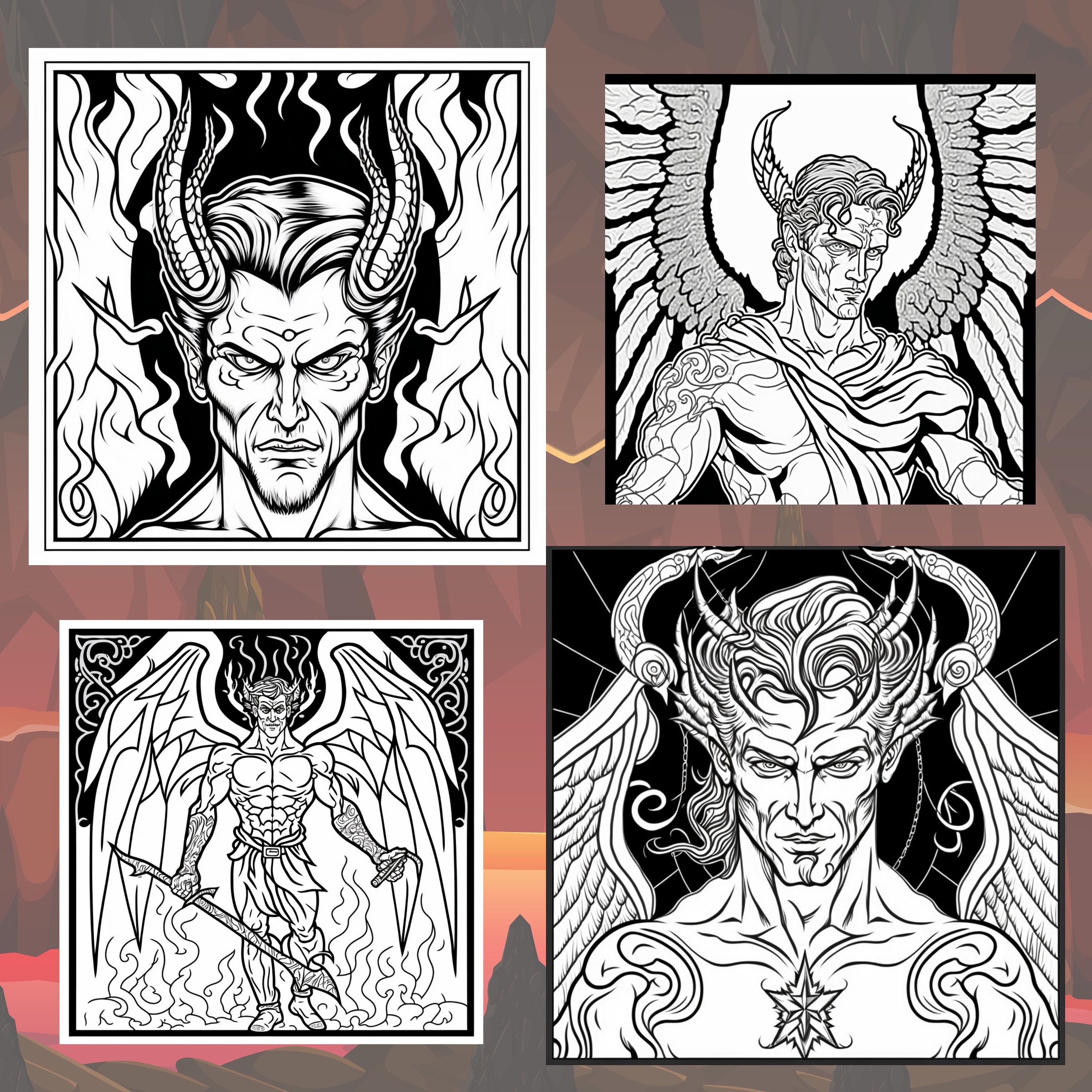 20 Page Demon Devil Printable Coloring Pdf Pages for Adults/gothic ...