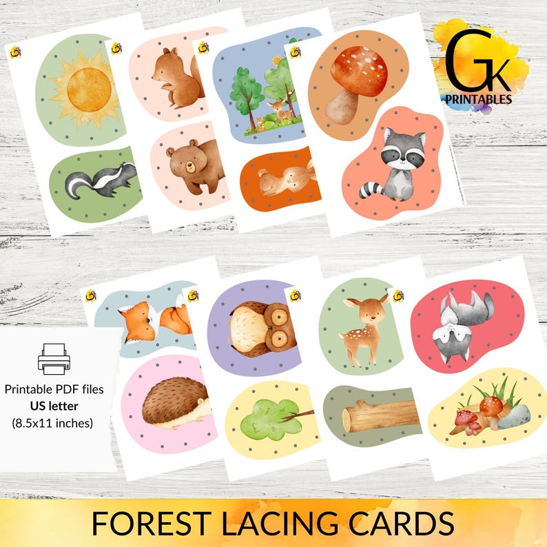 Forest Lacing Cards for Toddlers and Preschoolers. Printable Preschool ...