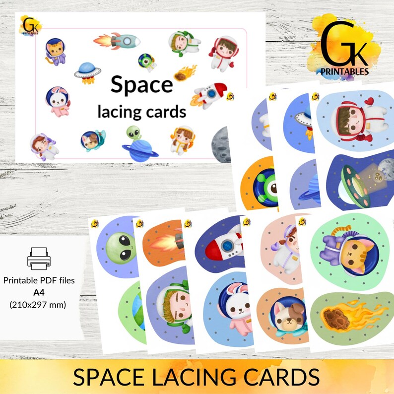 Space Lacing Cards for Toddlers and Preschoolers. Printable Preschool ...