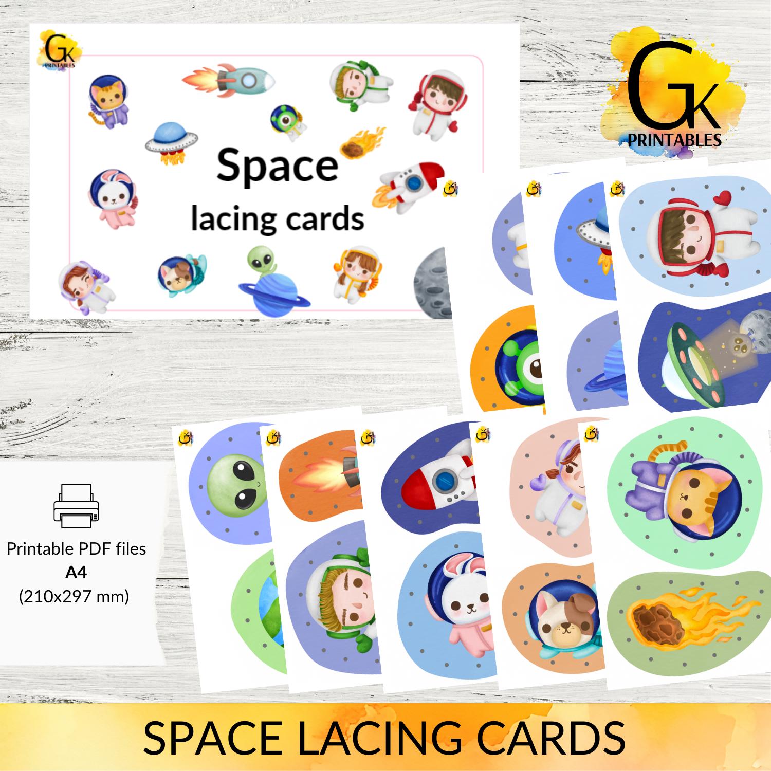 Space Lacing Cards for Toddlers and Preschoolers. Printable Preschool ...