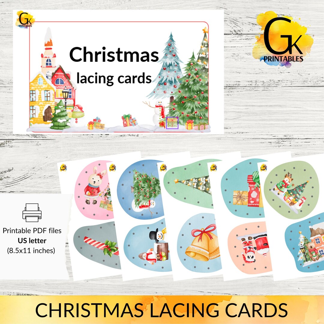 Christmas Lacing Cards for Toddlers and Preschoolers. Printable ...
