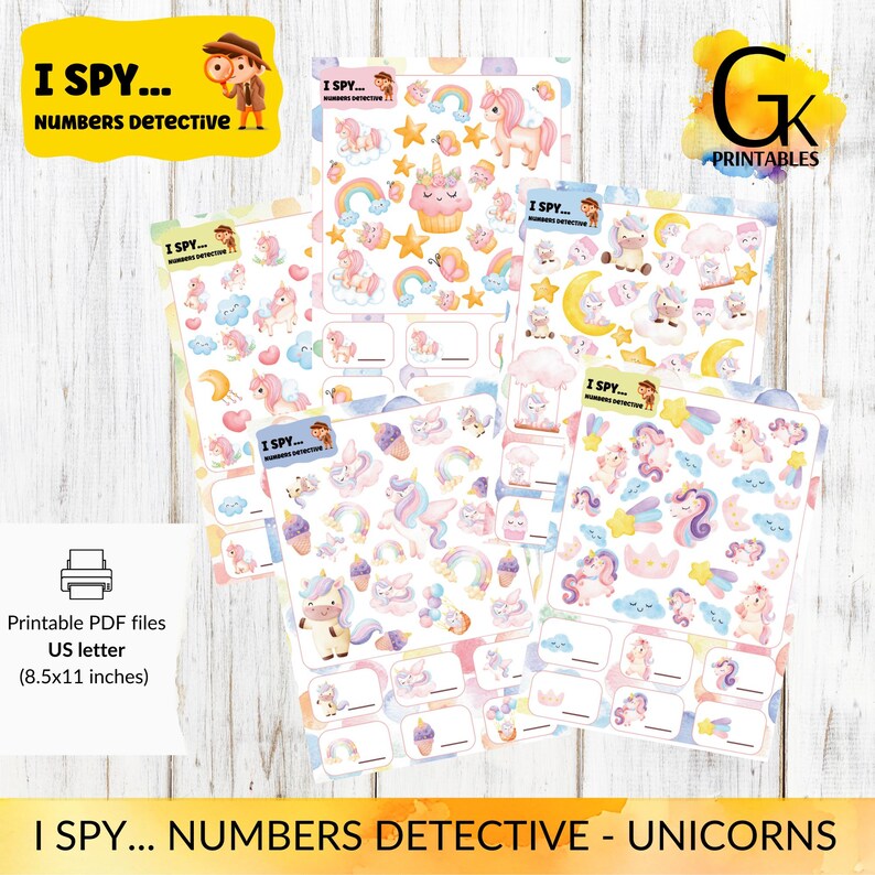 Printable Unicorns I Spy Worksheets for Toddlers and Preschoolers ...