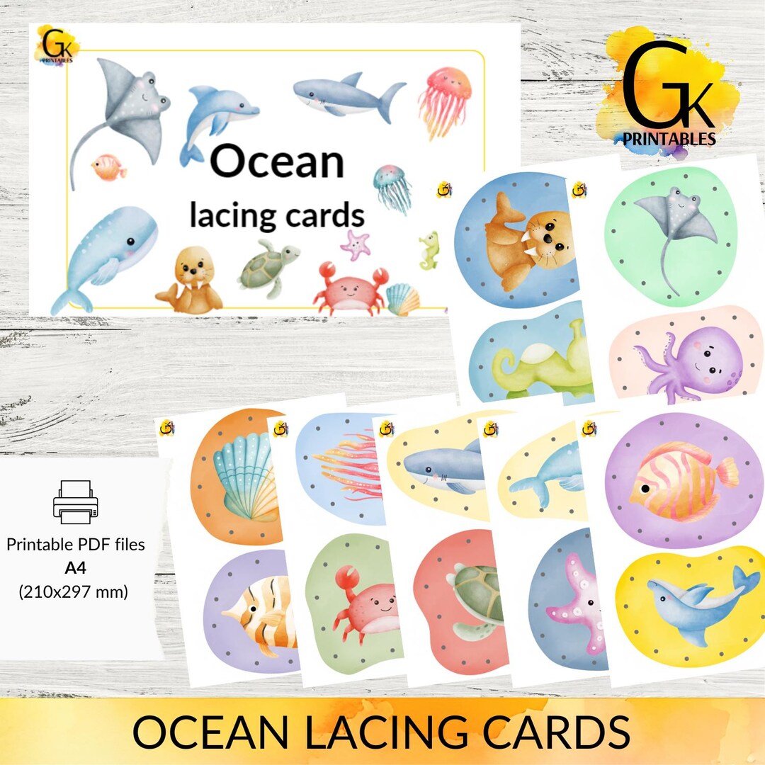 Ocean Lacing Cards for Toddlers and Preschoolers. Printable Preschool ...