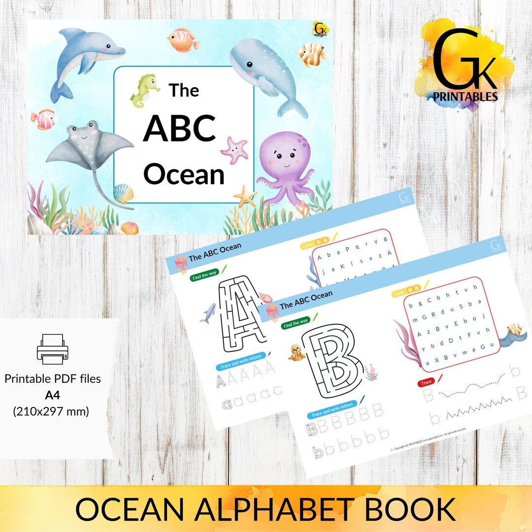 Printable Ocean Alphabet Book for Toddlers and Preschoolers. Printable ...