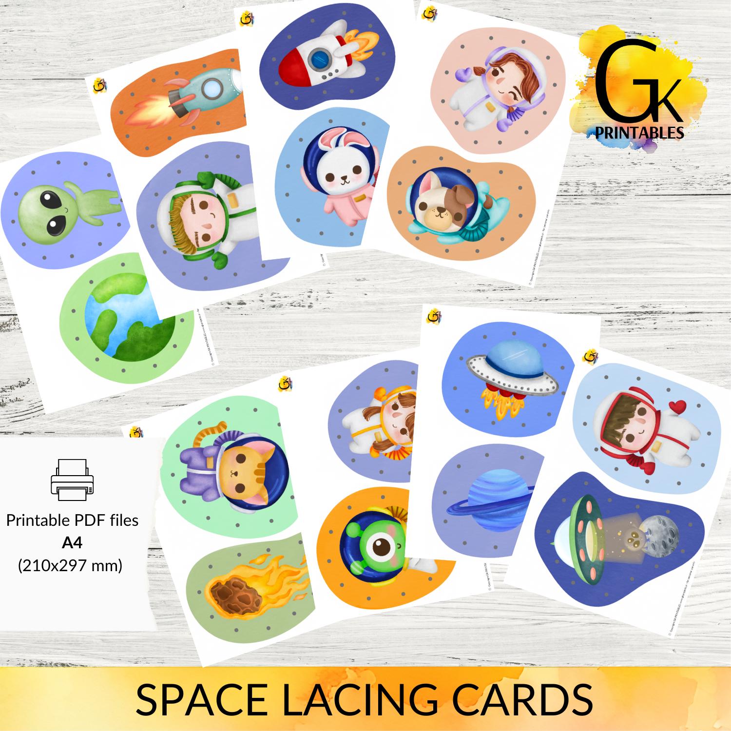 Space Lacing Cards for Toddlers and Preschoolers. Printable Preschool ...