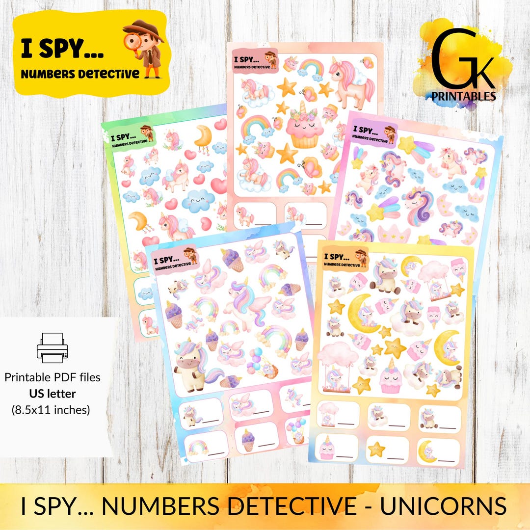 Printable Unicorns I Spy Worksheets for Toddlers and Preschoolers ...