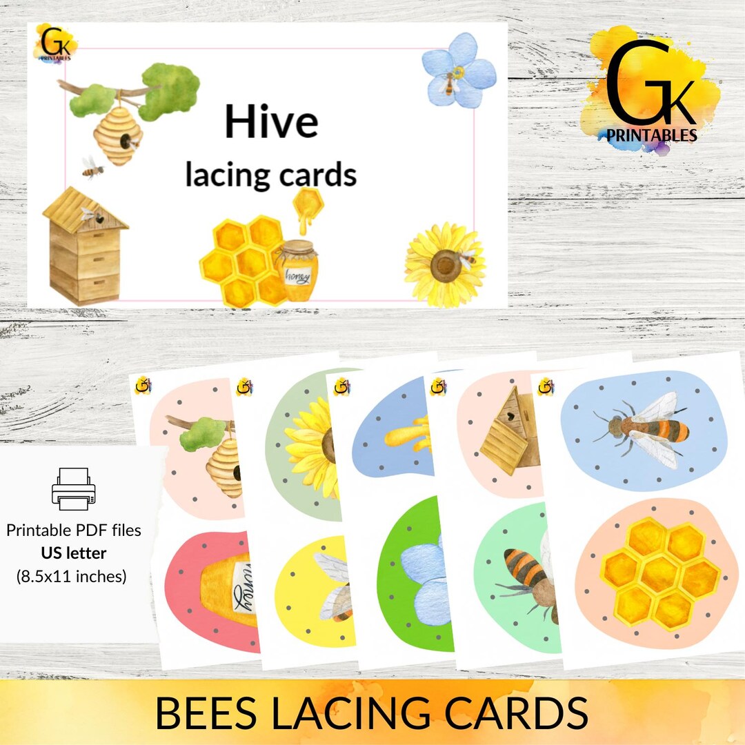 Beehive Lacing Cards for Toddlers and Preschoolers. Printable Preschool ...
