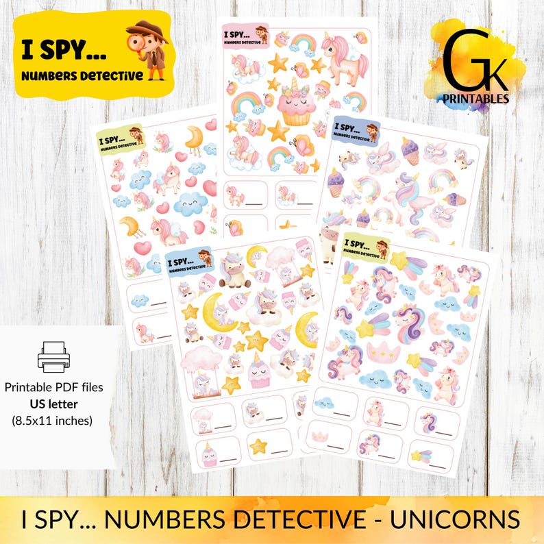Printable Unicorns I Spy Worksheets for Toddlers and Preschoolers ...