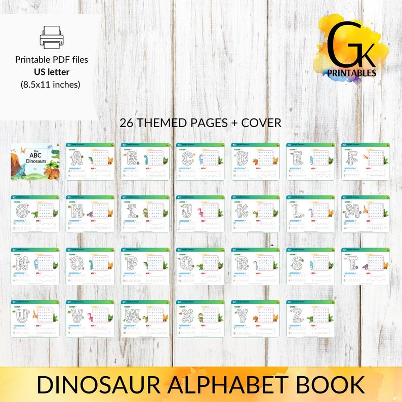 Printable Dinosaur Alphabet Book for Toddlers and Preschoolers ...