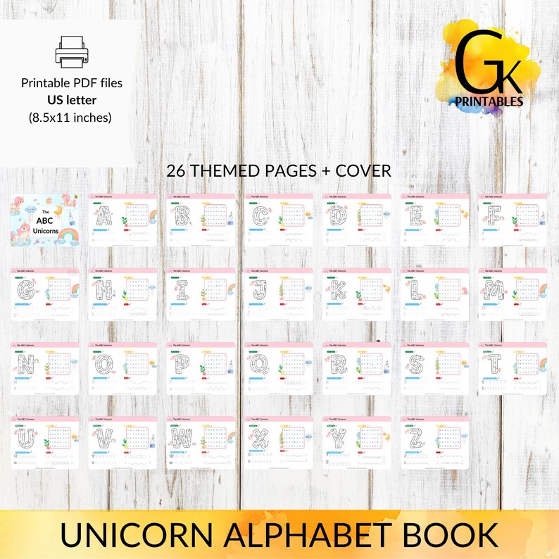 Printable Unicorn Alphabet Book for Toddlers and Preschoolers ...