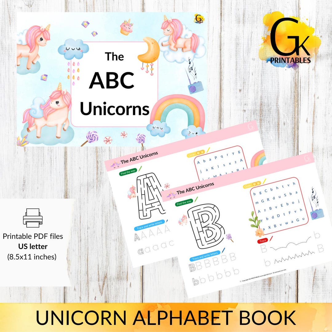 Printable Unicorn Alphabet Book for Toddlers and Preschoolers ...