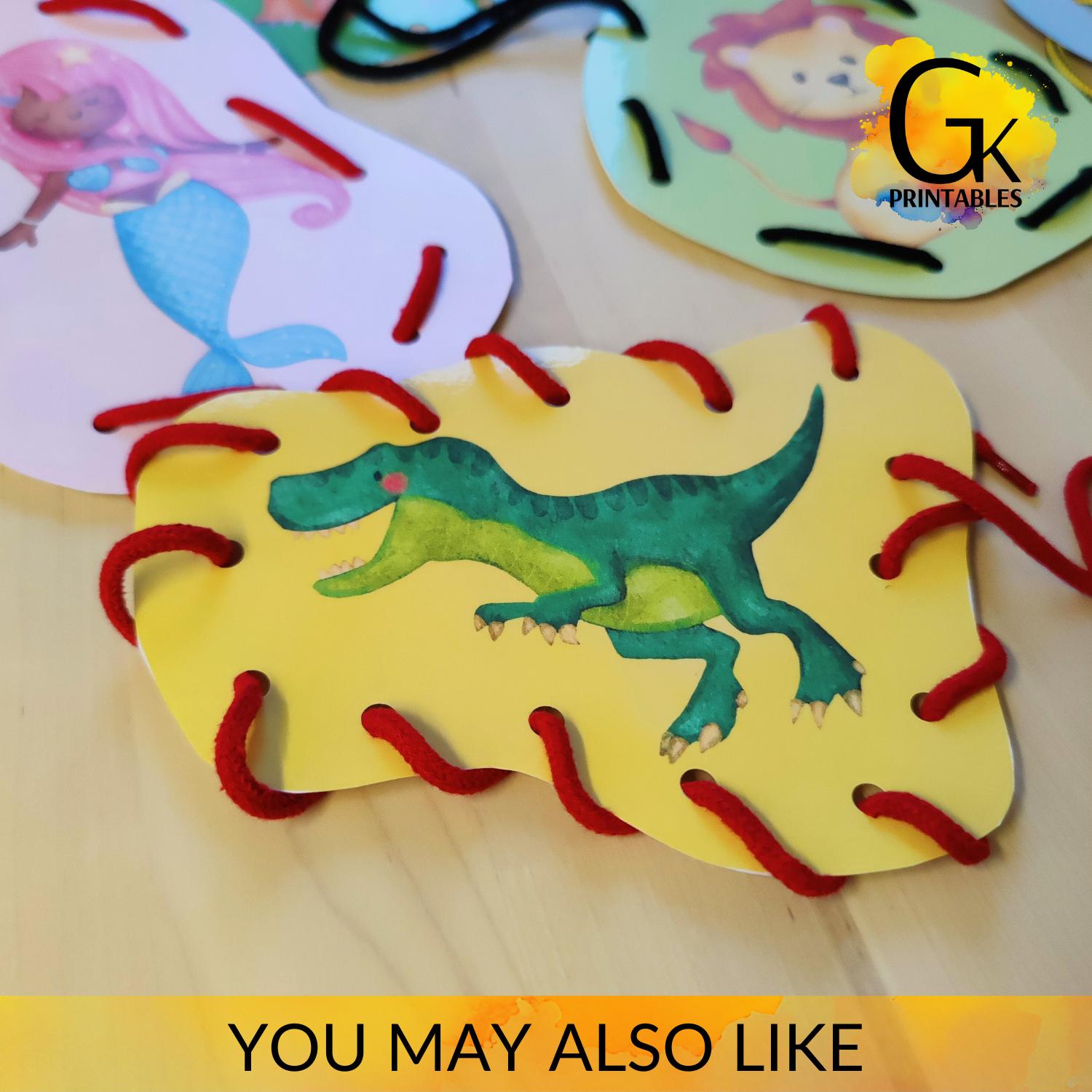 Dinosaur Lacing Cards for Toddlers and Preschoolers. Printable ...