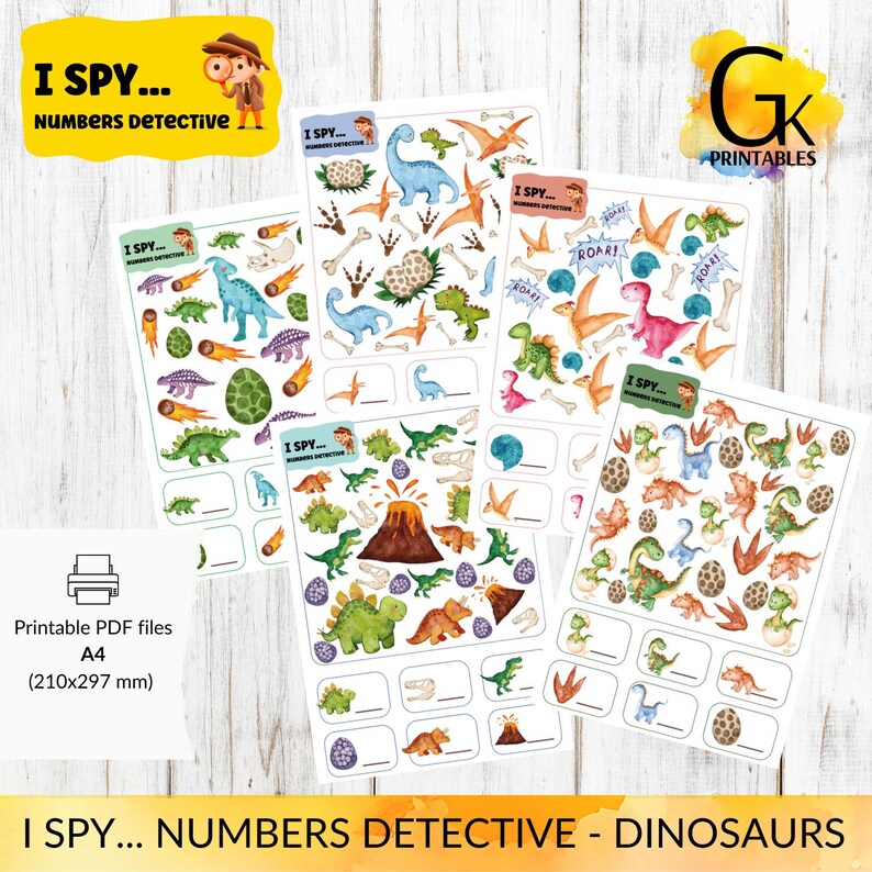 Printable Dinosaurs I Spy Worksheets for Toddlers and Preschoolers ...