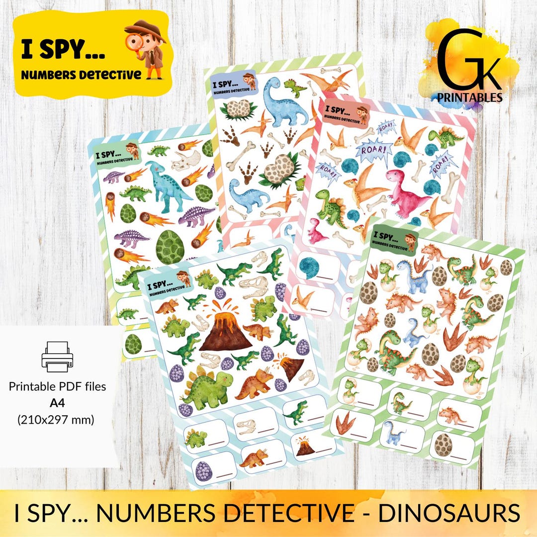 Printable Dinosaurs I Spy Worksheets for Toddlers and Preschoolers ...