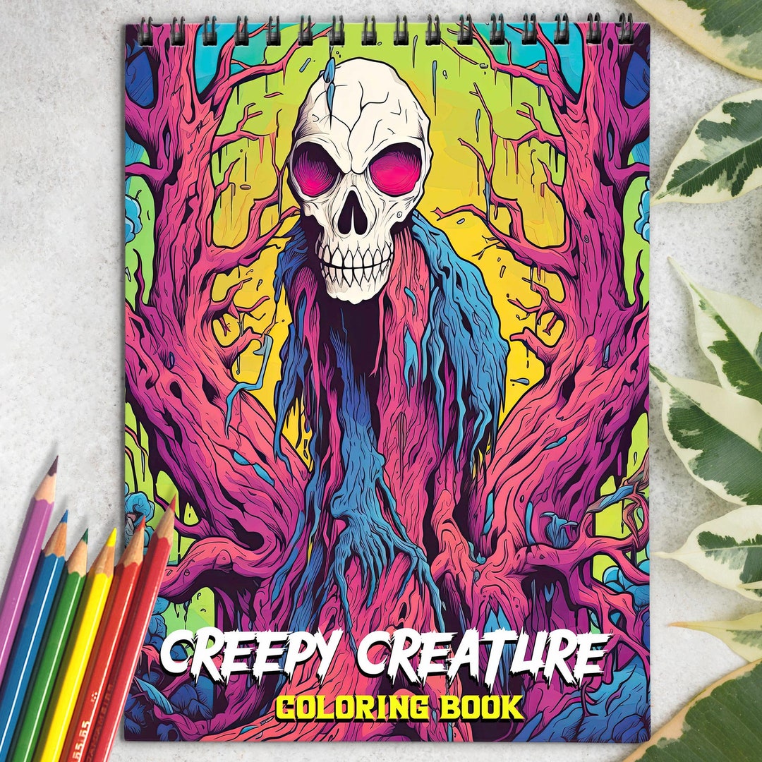 Creepy Creature Spiral Bound Coloring Book Unveil 30 Intricate Coloring ...