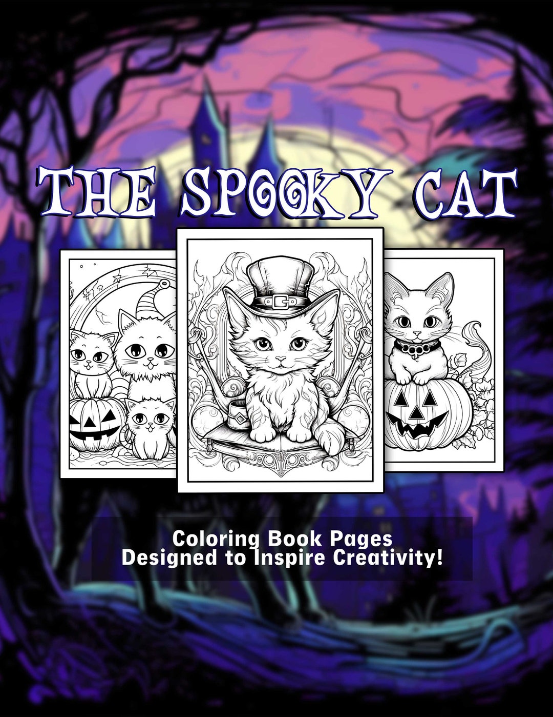 The Spooky Cat Coloring Book Digital Printable Coloring Book - Etsy