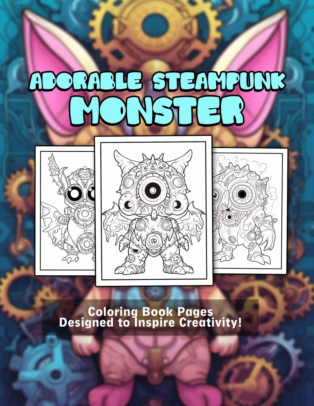 Adorable Steampunk Monster Coloring Book Digital Printable - Etsy
