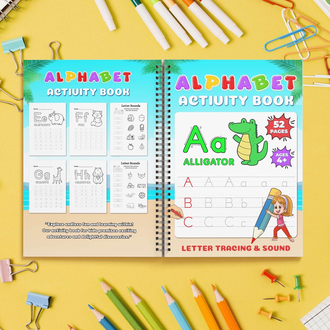 ABC Alphabet Spiral Bound Activity Book Cute Handwriting Practice and ...