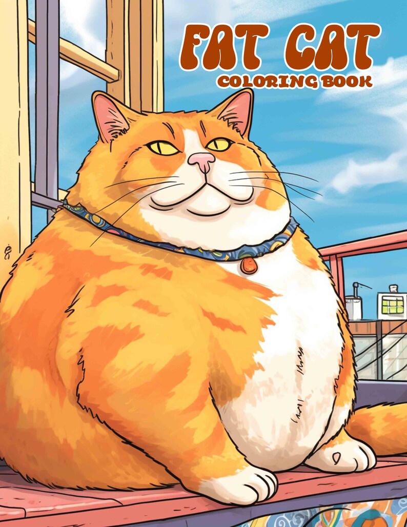 Fat Cat Coloring Book Digital Printable Coloring Book Pages - Etsy Canada