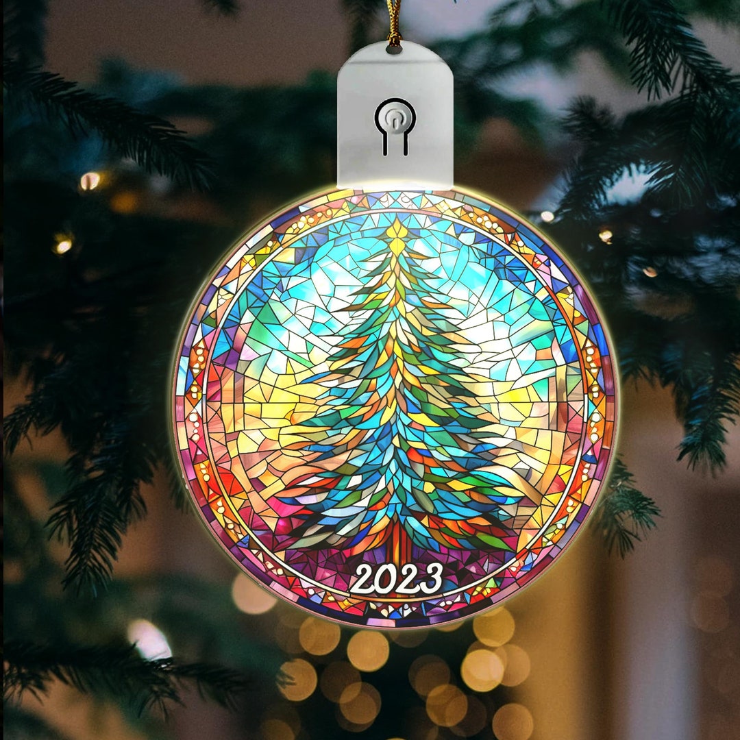 Faux Stained Glass Christmas Tree LED Ornament Decoration LED - Etsy