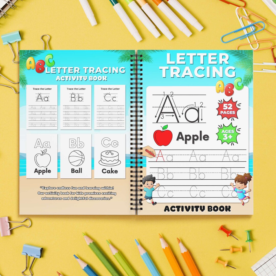 ABC Alphabet Spiral Bound Activity Book Cute Handwriting Practice and ...
