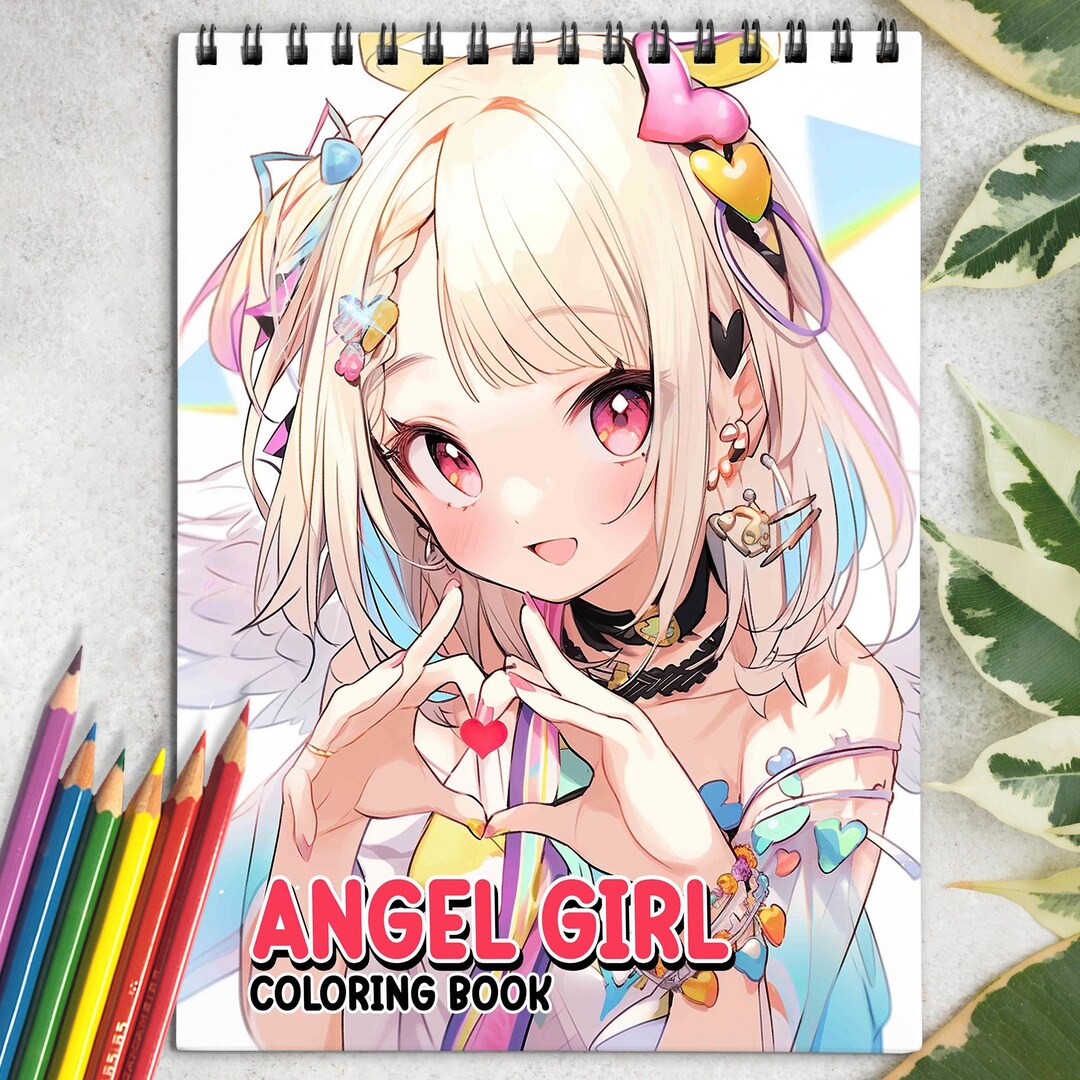 Angel Girls Spiral Bound Coloring Book 30 Pages of Coloring Delights ...