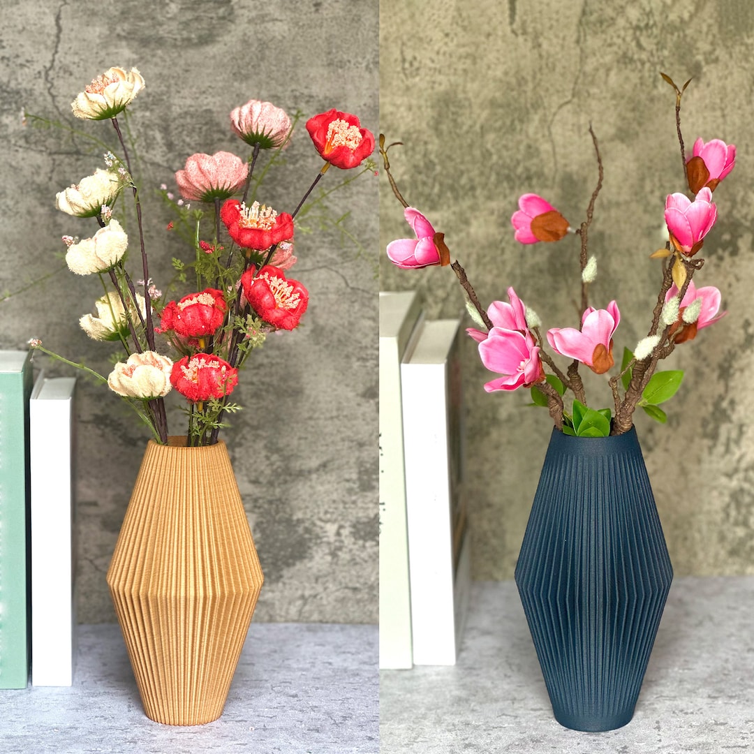 Minimalist 3D Printed Modern Indoor Plant Vase for Dried Flower or Faux ...