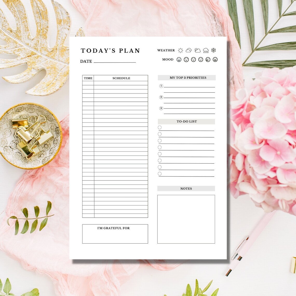 Undated Minimal Daily Planner Printable Planner A4, A5, Letter Daily ...