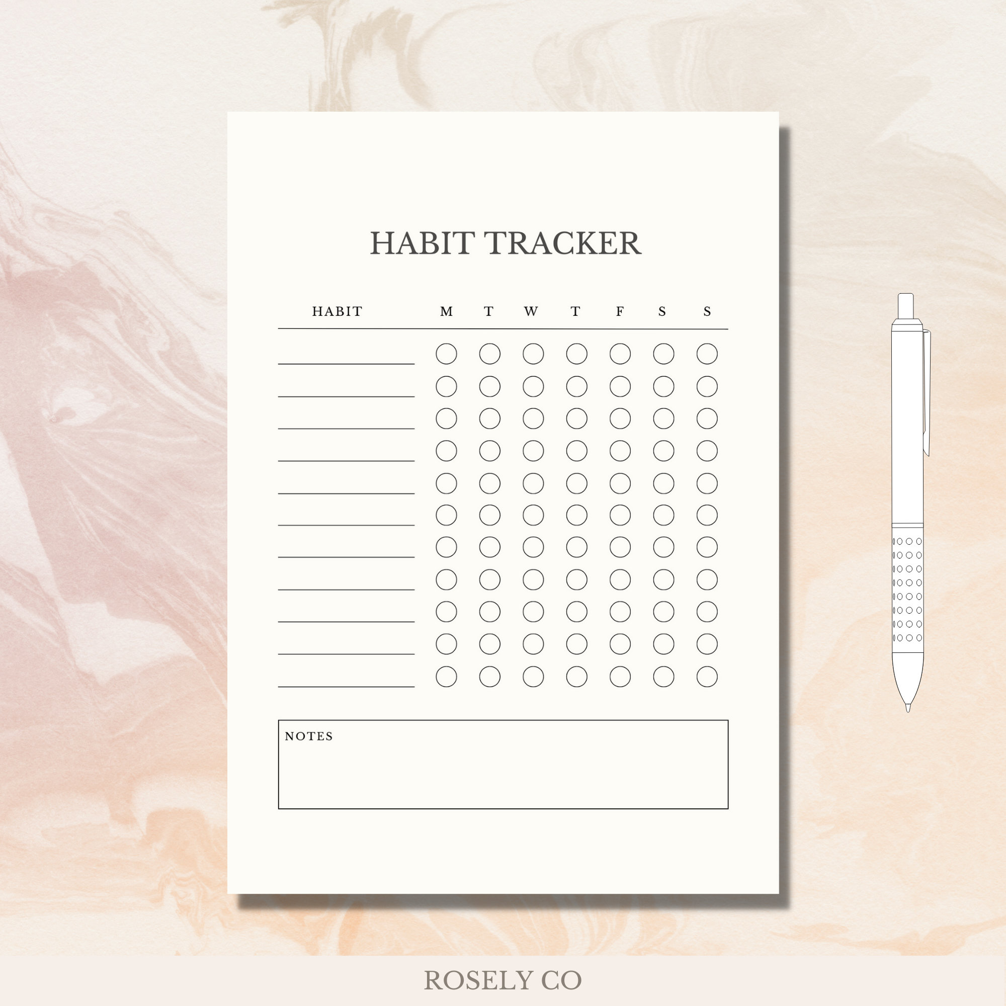 Printable Minimalist Daily Habit Tracker Printable/everyday Habit ...