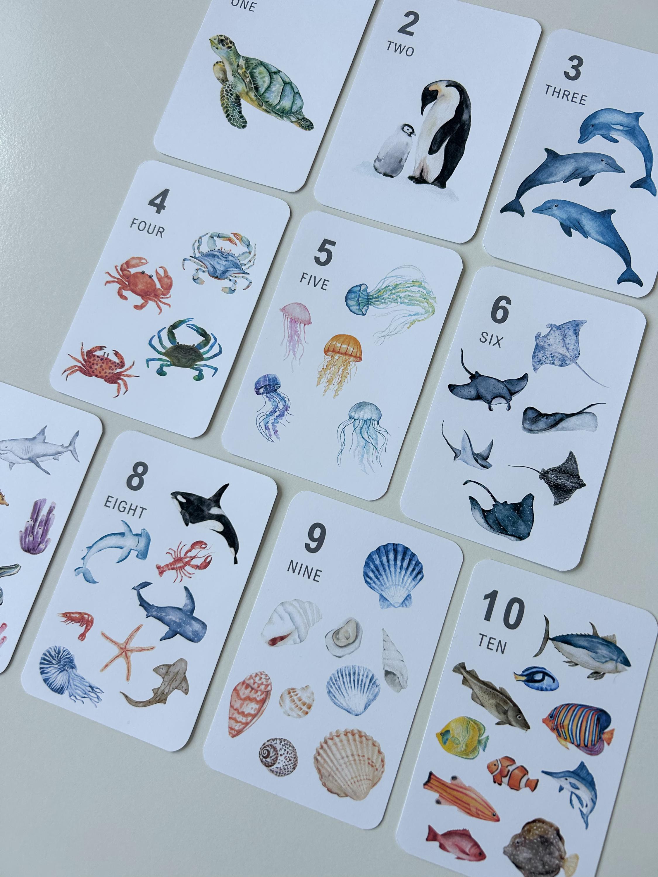 1-10 Ocean Animal Number Cards Printable, Learn to Count Children ...