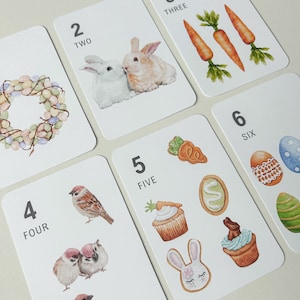 1-10 Easter Number Flashcards Watercolour Printable, Learn to Count for ...