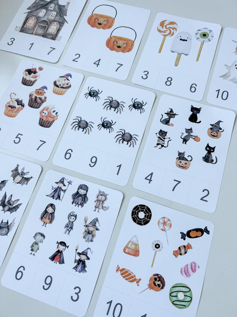 1-10 Halloween Number Peg Matching Printable, Counting for Children ...
