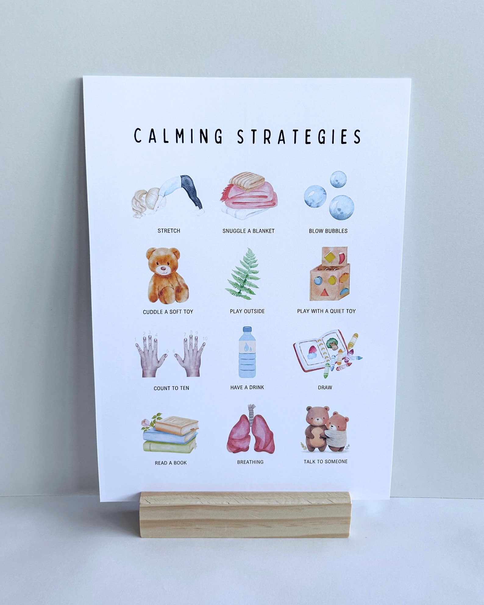 CALMING STRATEGIES Poster Printable, Quiet Corner, Children's Emotional ...