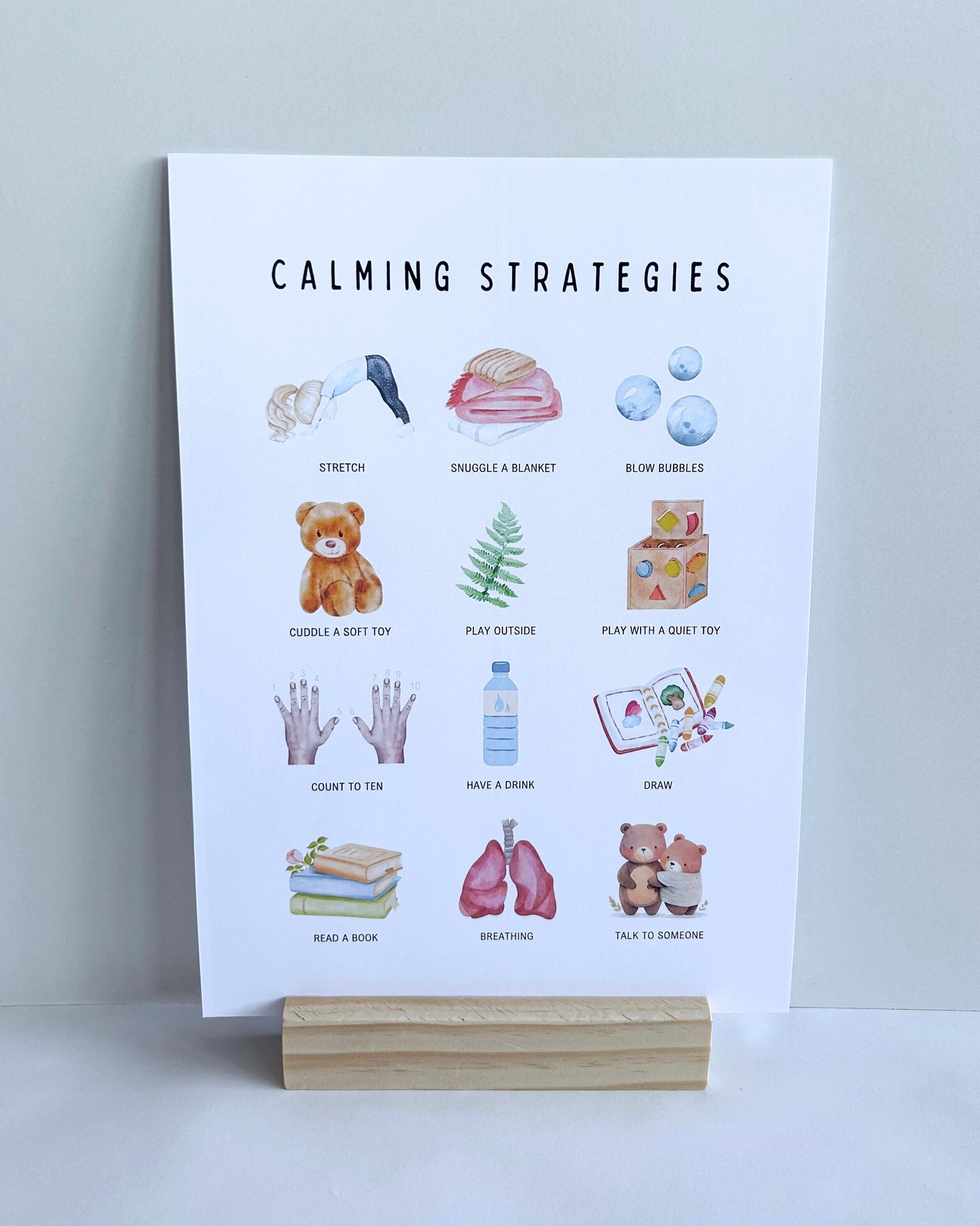 CALMING STRATEGIES Poster Printable, Quiet Corner, Children's Emotional ...
