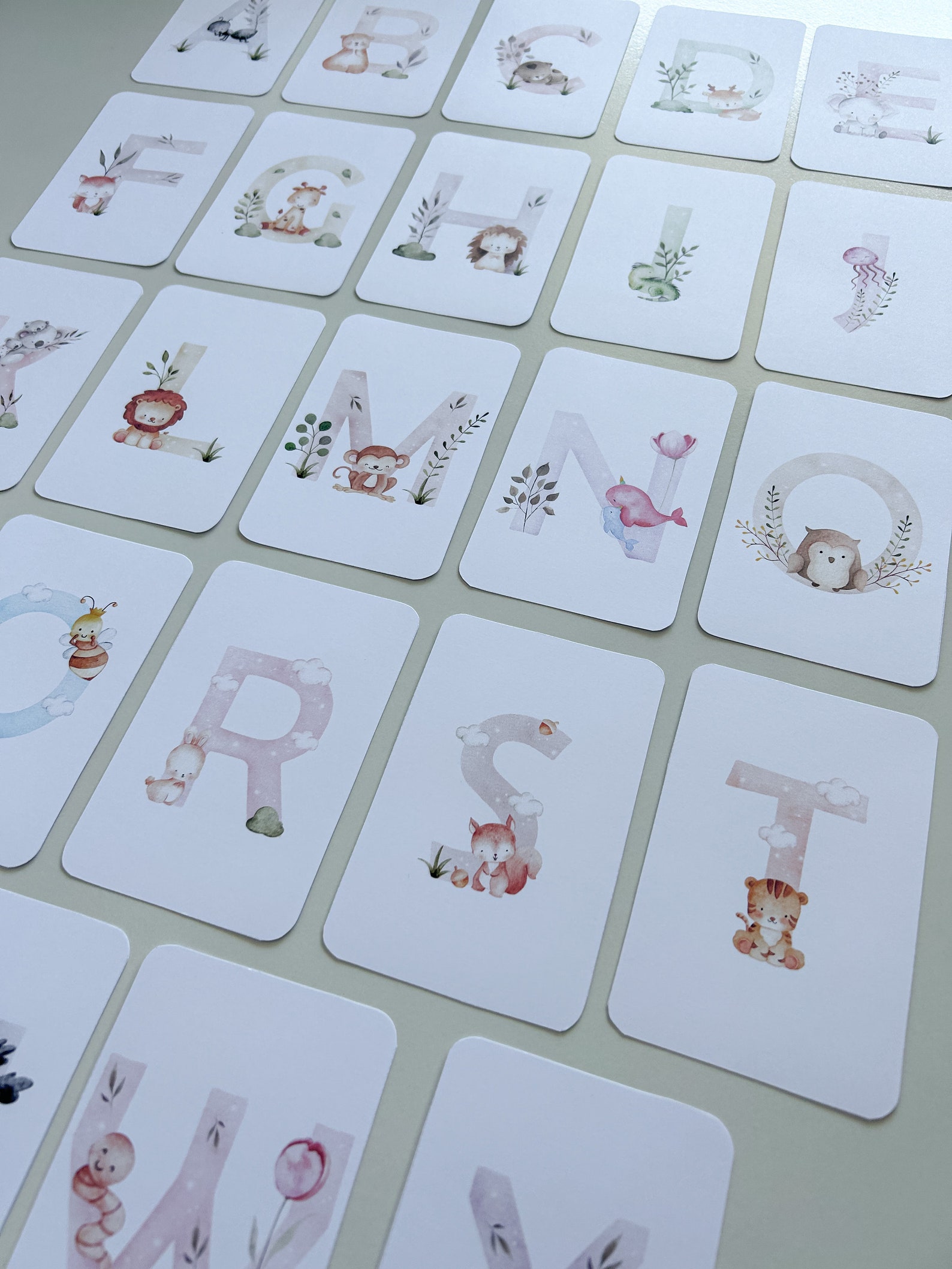 A-Z Animal Alphabet Cards Printable, Cute Animals, Woodlands Theme Abc ...