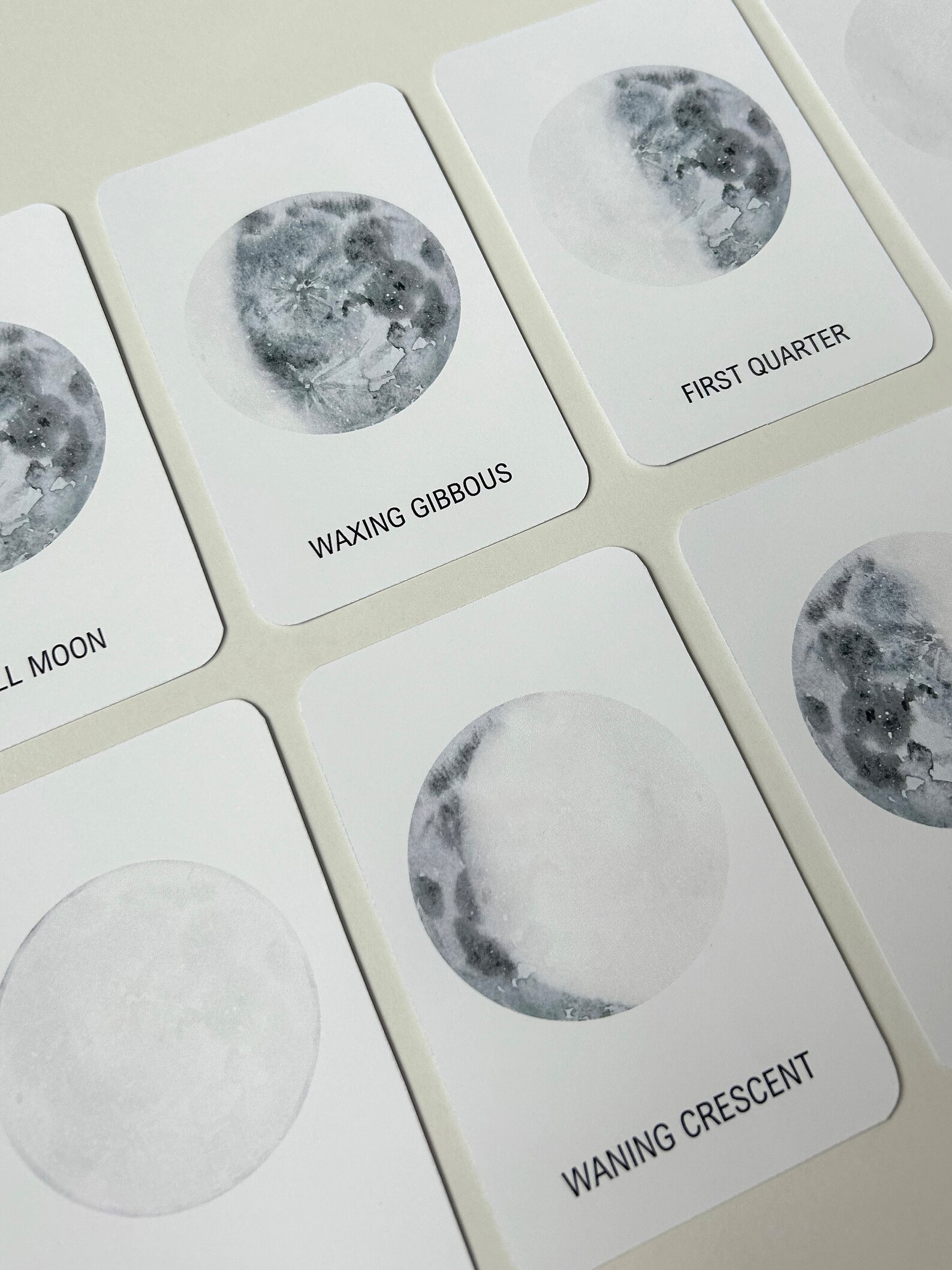 Moon Phase Watercolour Cards Printable, Toddler Space Flashcards ...