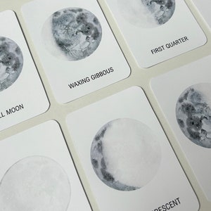 Moon Phase Watercolour Cards Printable, Toddler Space Flashcards ...
